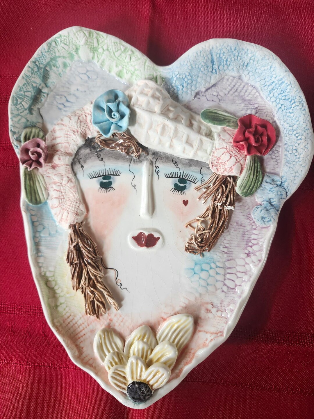 Ellen Williams Pottery Lady Face Wall Hanging - Etsy
