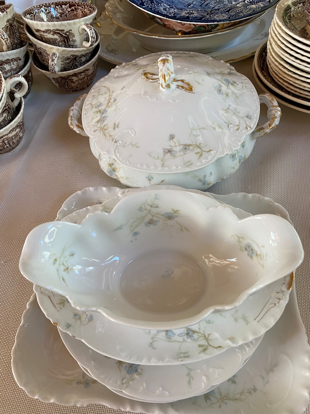 Antique Haviland &co.-limoges Pale Blue Flowered China - Etsy