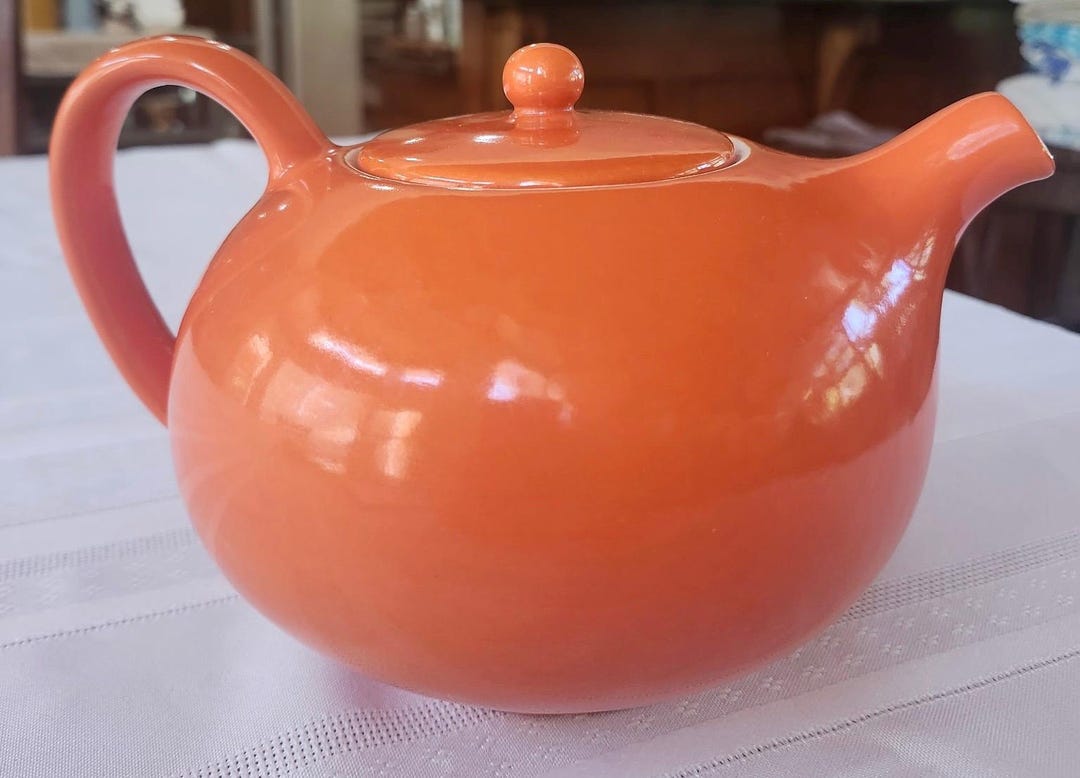 Red Wing USA Orange Short Spouted Teapot - Etsy