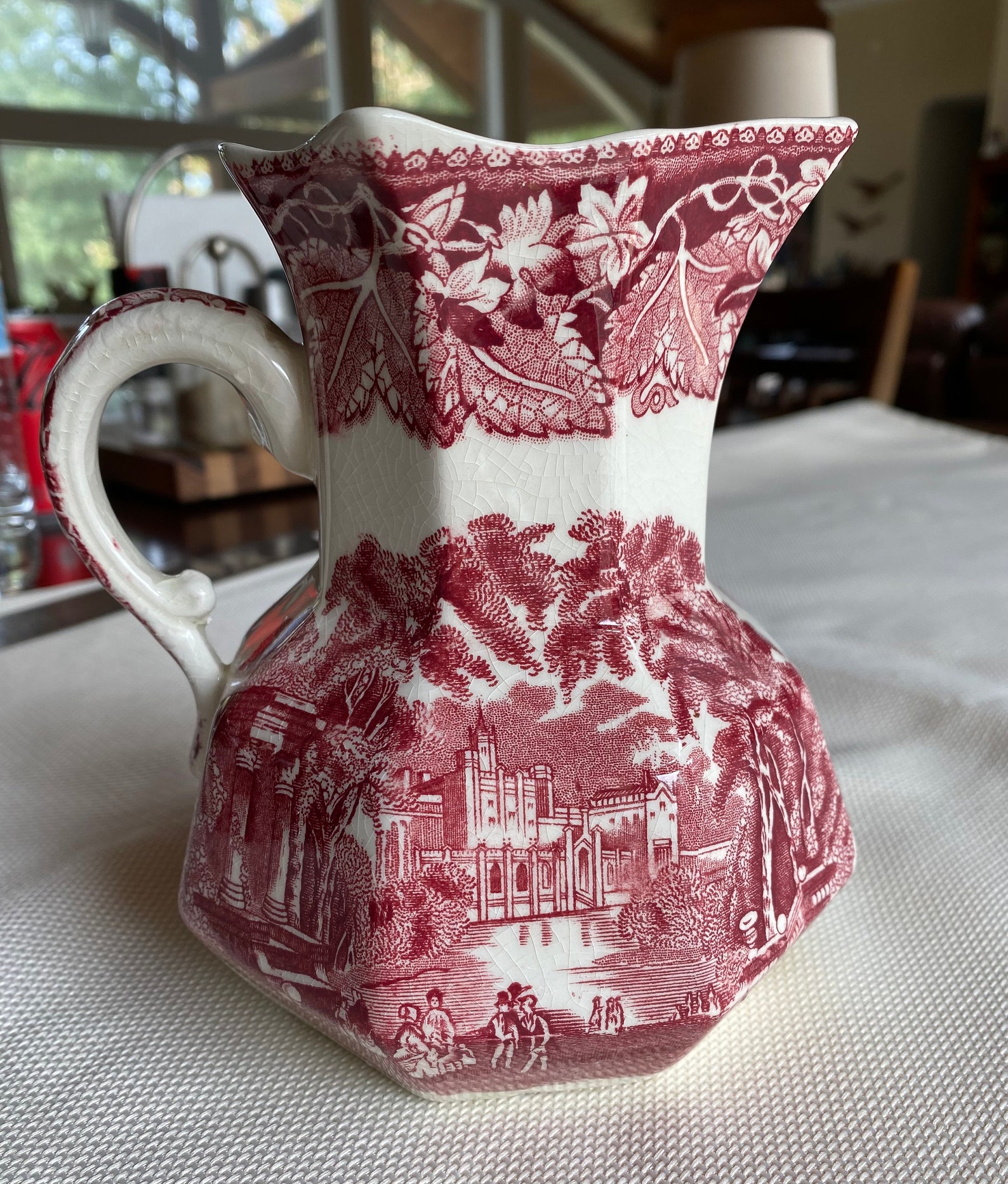 Antique Red Mason Vista Pitcher - Etsy