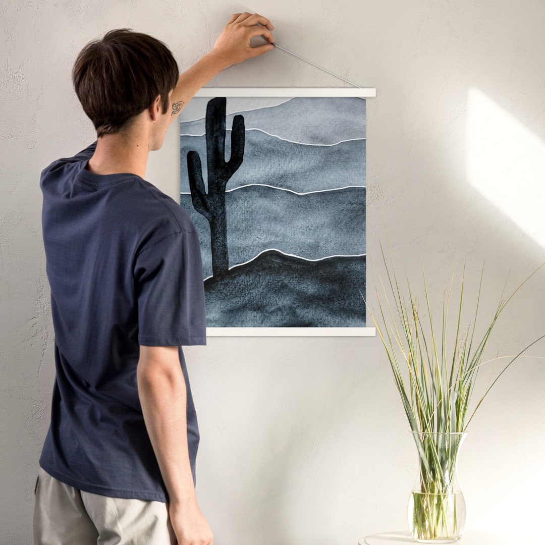 Saguaro Art Poster With Hangers Cute Saguaro Art Cactus Home - Etsy