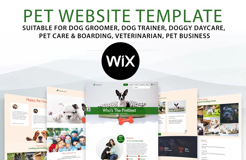 Wix Website Template: Pet Business, Dog Groomer, Veterinarian - Etsy