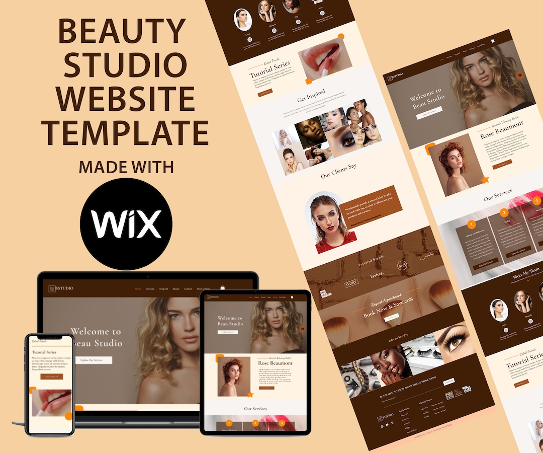 Wix Beauty Studio Website Template, Beauty Website Wix Theme, Skincare Website Wix Template ...