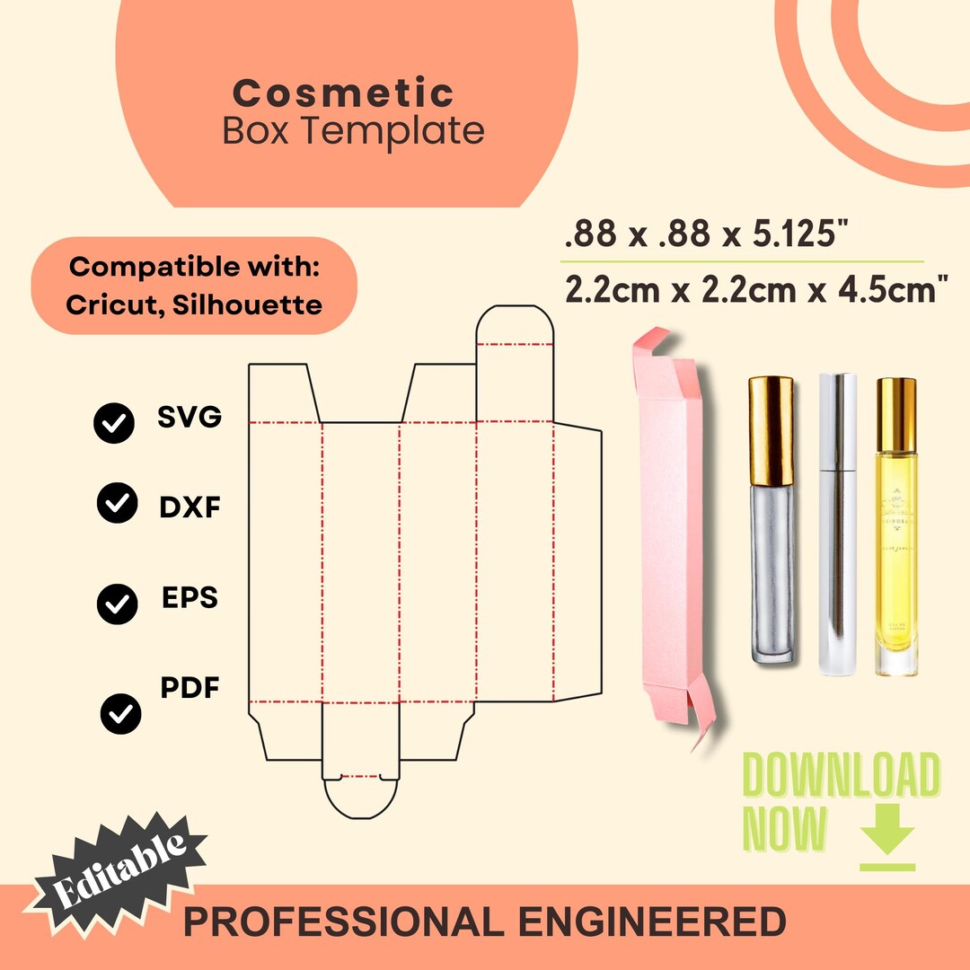 Cosmetic Box Template SVG | Editable DXF for Cricut & Silhouette ...