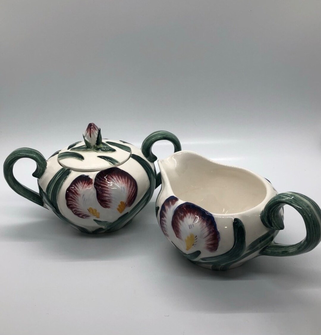Vintage Fitz & Floyd Purple Iris/violet Cream and Sugar Set - Etsy