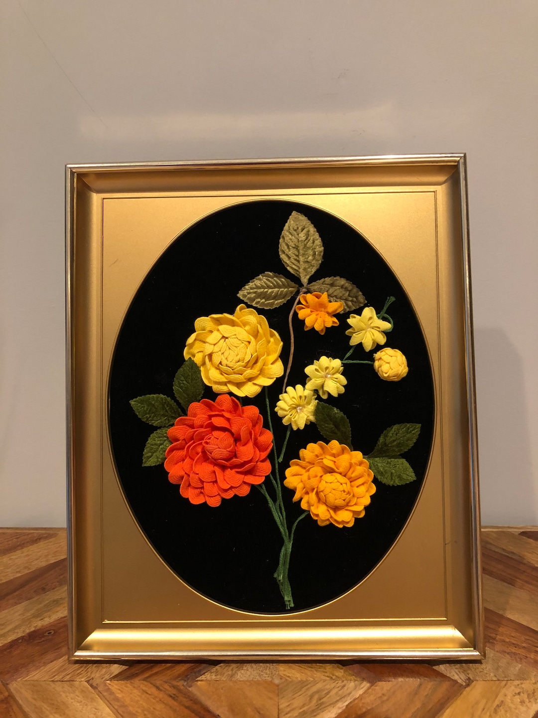 Ric Rac Flower in a Glassless Gold Frame, 9” X 11” - Etsy