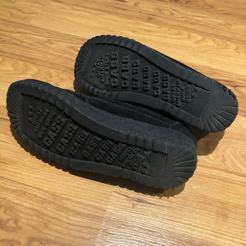 Vintage GASS Great American Shoes Store Black Chunky Suede - Etsy