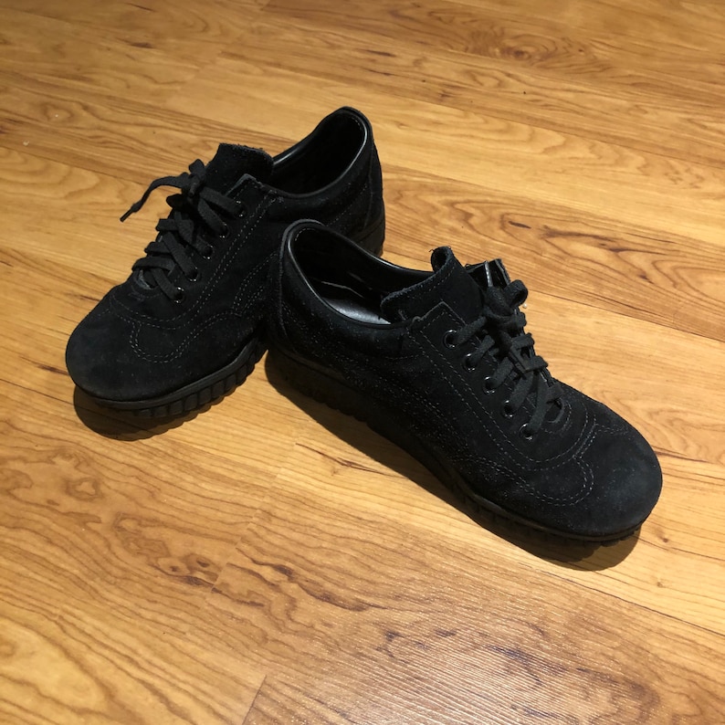 Vintage GASS Great American Shoes Store Black Chunky Suede - Etsy