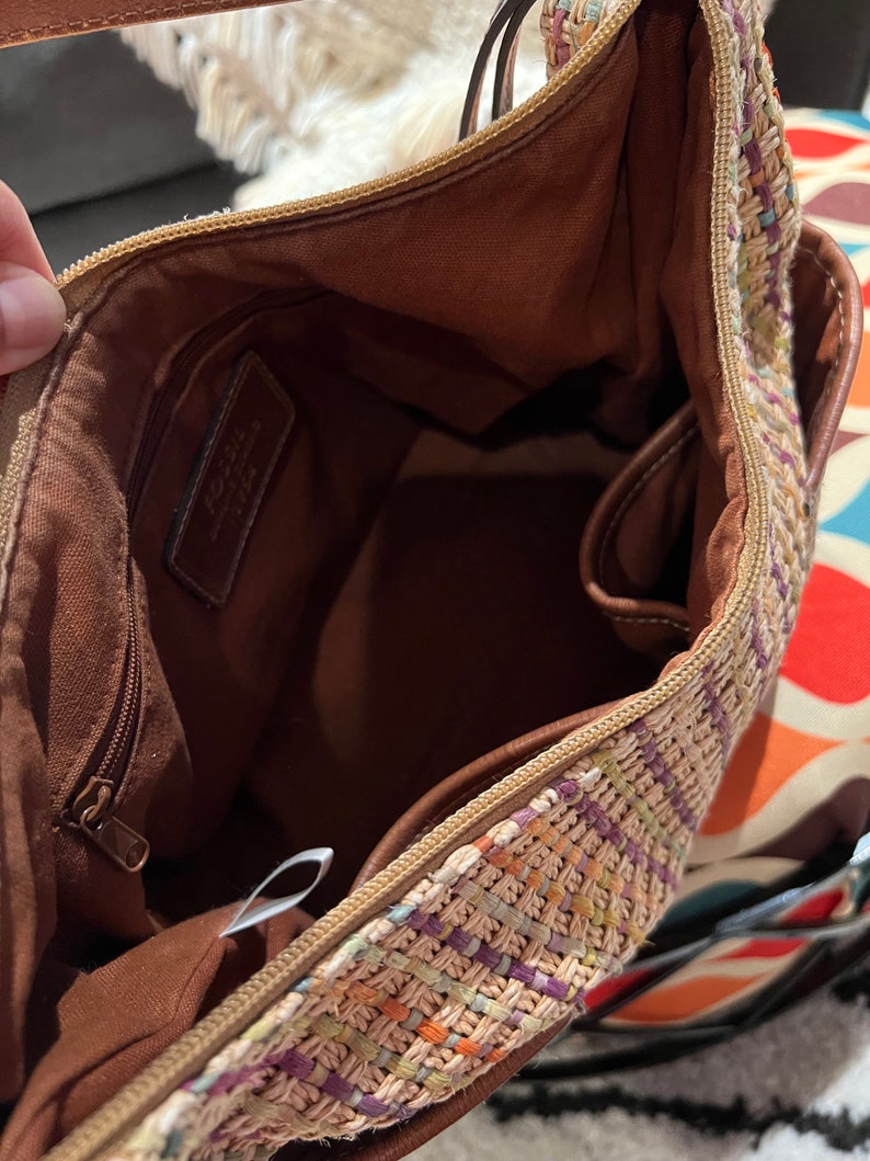 Fossil 1954 Zippered Multicolor Straw Woven Handbag With - Etsy