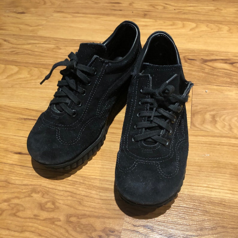 Vintage GASS Great American Shoes Store Black Chunky Suede - Etsy