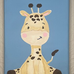 Baby Giraffe Hand-painted Acrylic Painting 5x7 Stretched - Etsy