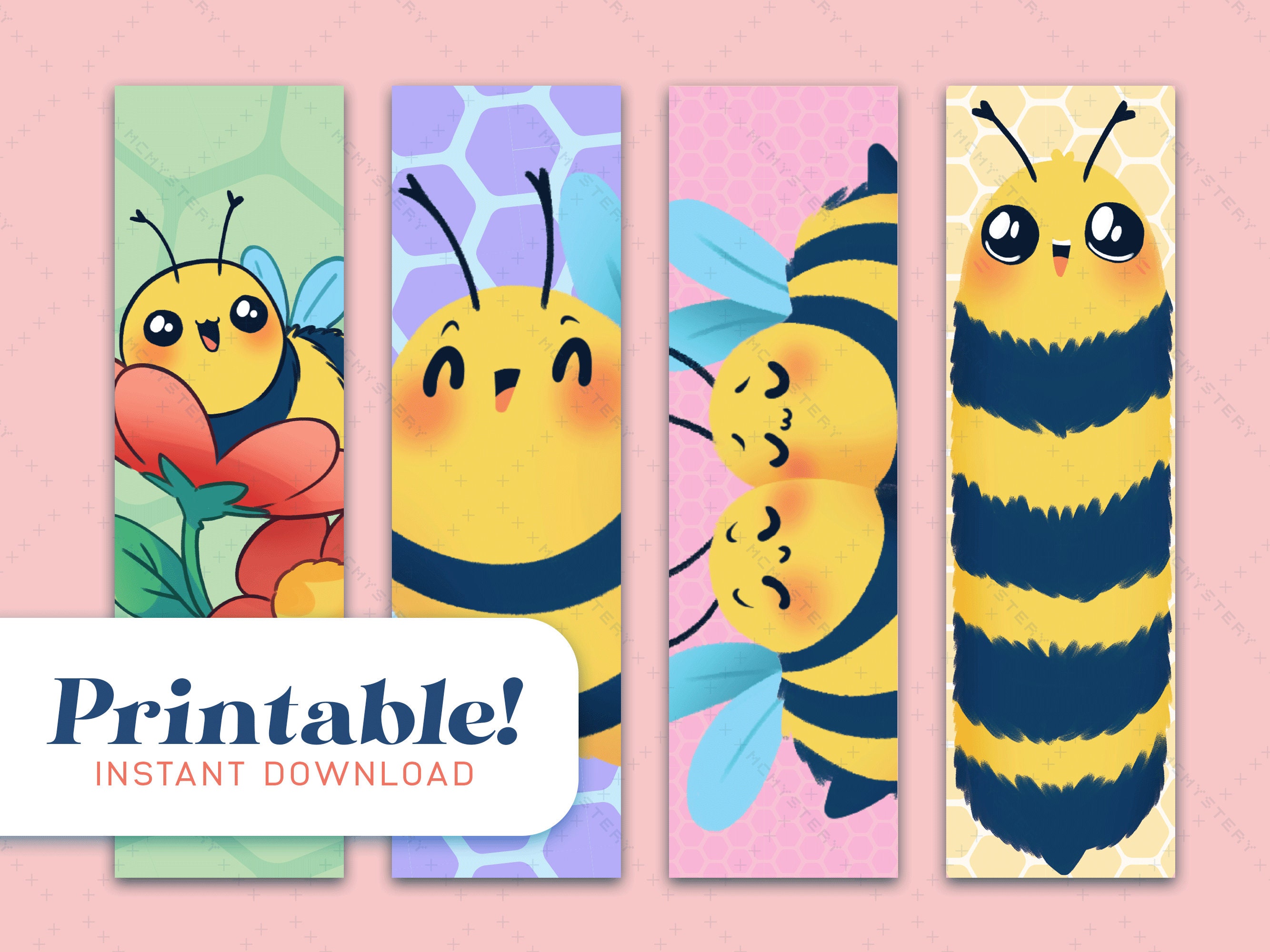 PRINTABLE | BEE Themed Bookmark Pack | Digital Printable Bookmarks ...