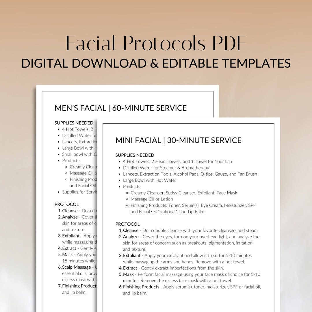Minimalistic Facial Protocols for Estheticians Digital Download and ...