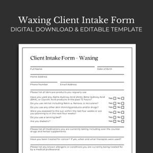 Minimalistic Waxing Client Intake Form for Estheticians Digital ...