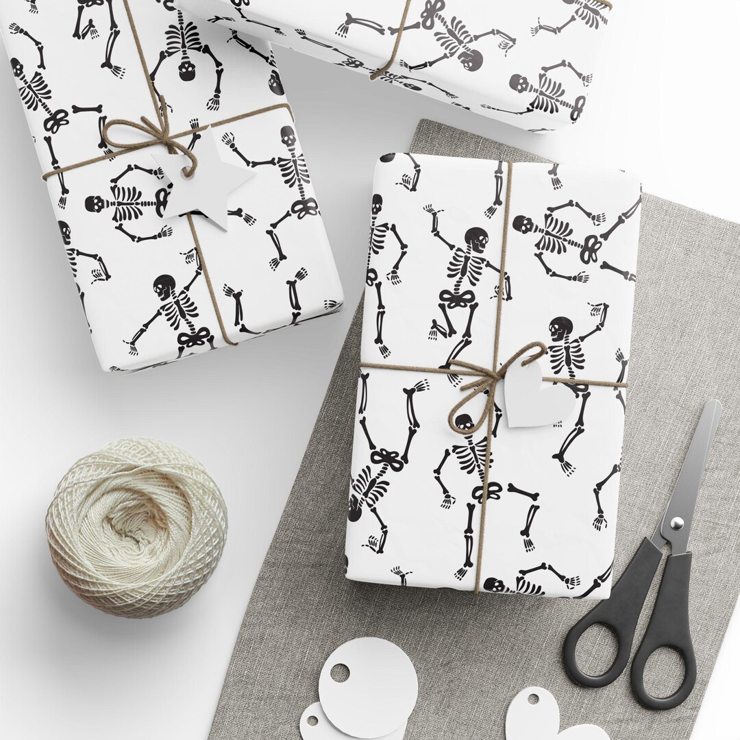 Skeleton Bones Gift Wrap, Medical Wrapping Paper, Halloween Gift ...