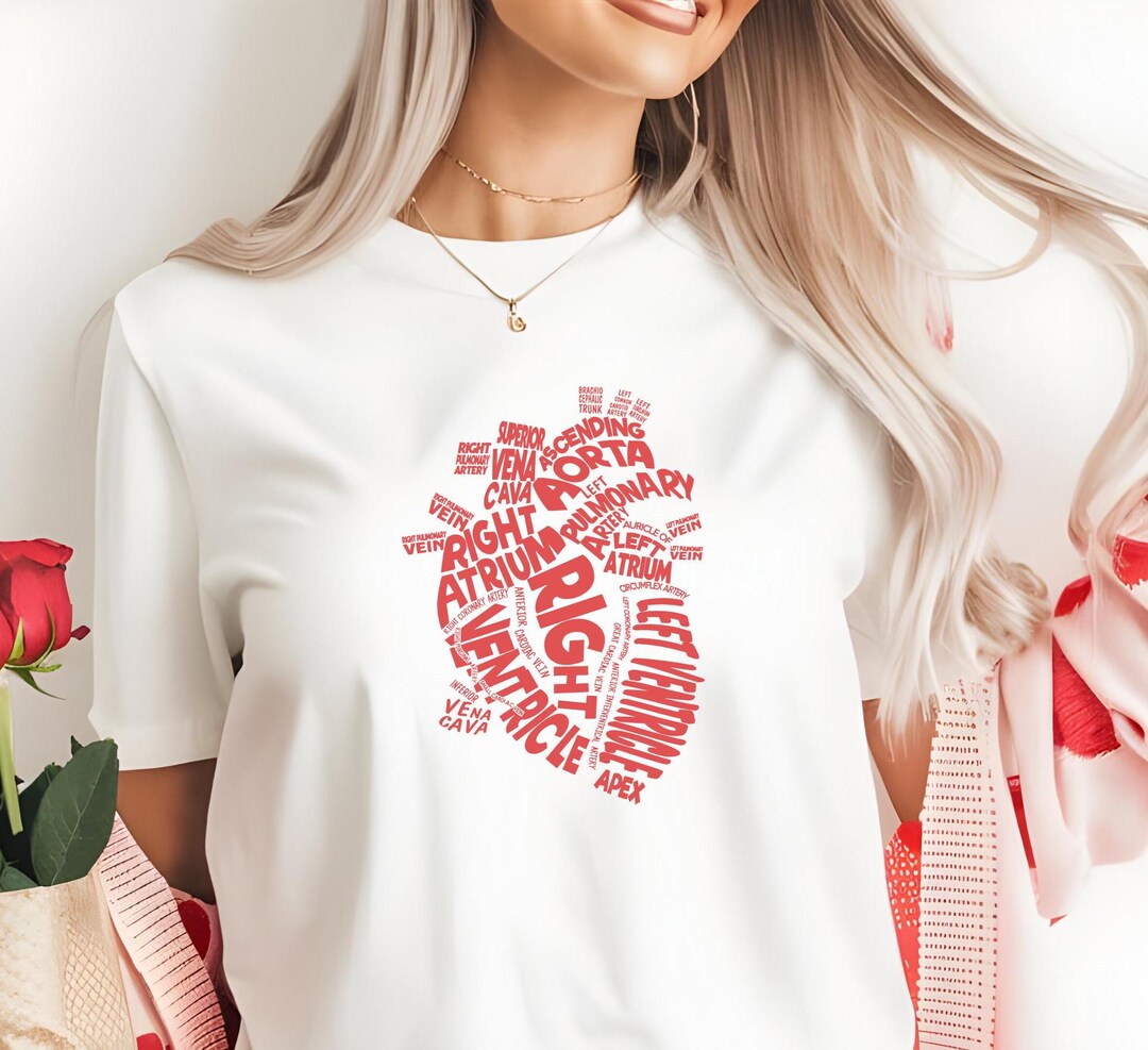 Heart Anatomy Shirt, Cardiac Nurse T-shirt Gift, Cardiologist Shirt ...