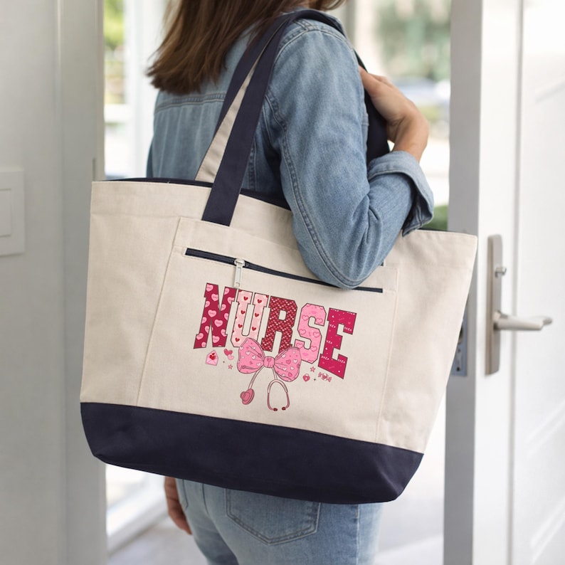 Nurse Work Shoulder Bag, Nursing Canvas Tote Bag, Custom Nurse Tote ...
