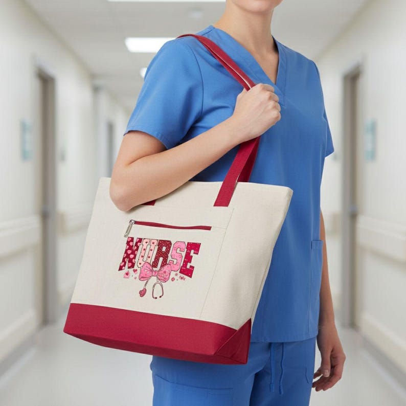 Nurse Work Shoulder Bag, Nursing Canvas Tote Bag, Custom Nurse Tote ...