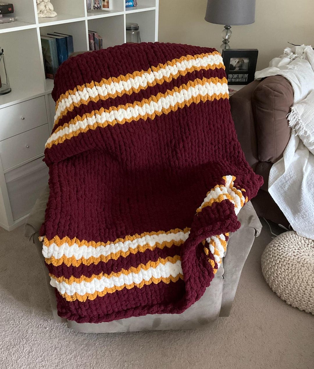 Washington Commanders Football Chunky Knit Blanket: Soft Chenille Throw ...