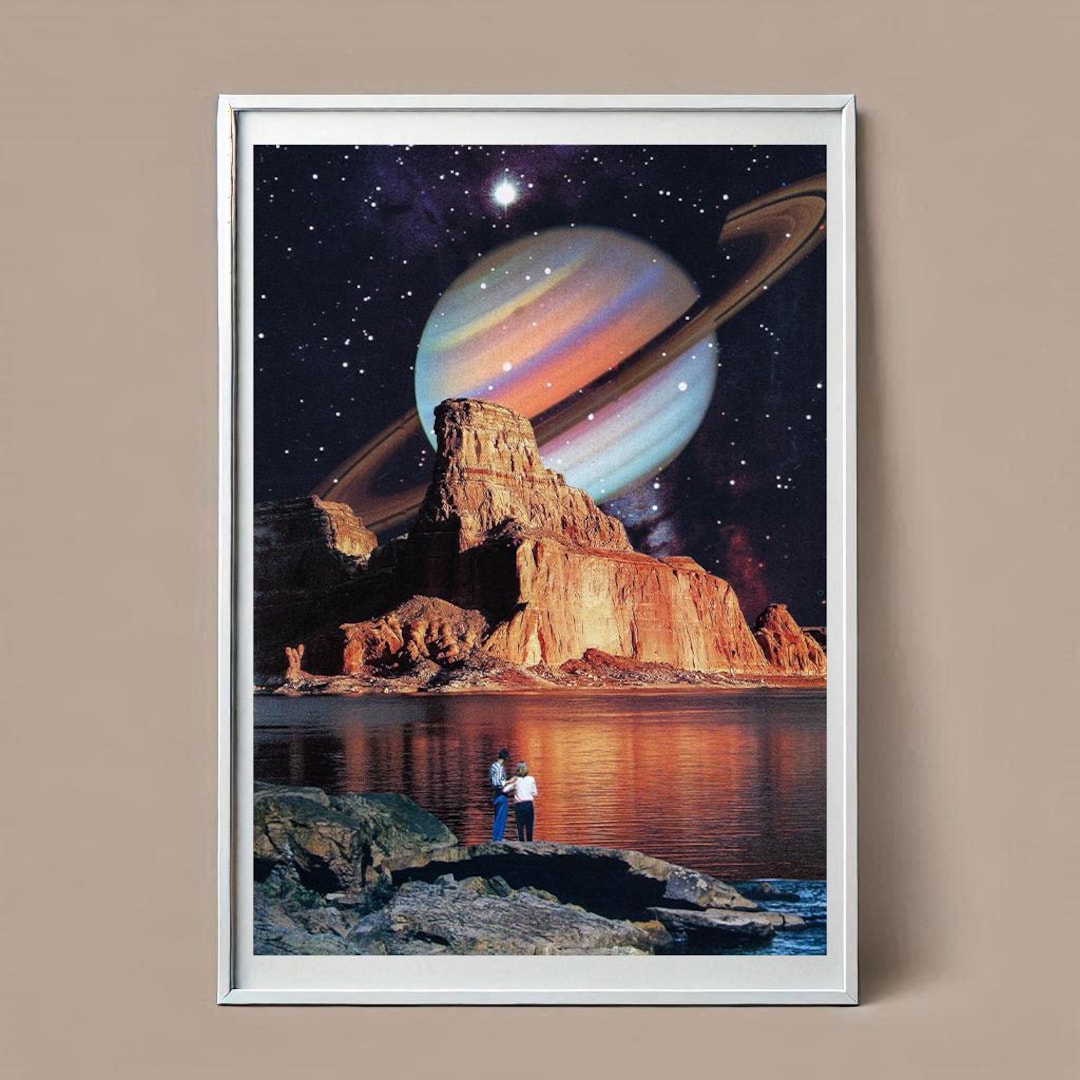 You, Me & Saturn - Surreal Retro Collage Art, Wall Art, Poster, Vintage ...