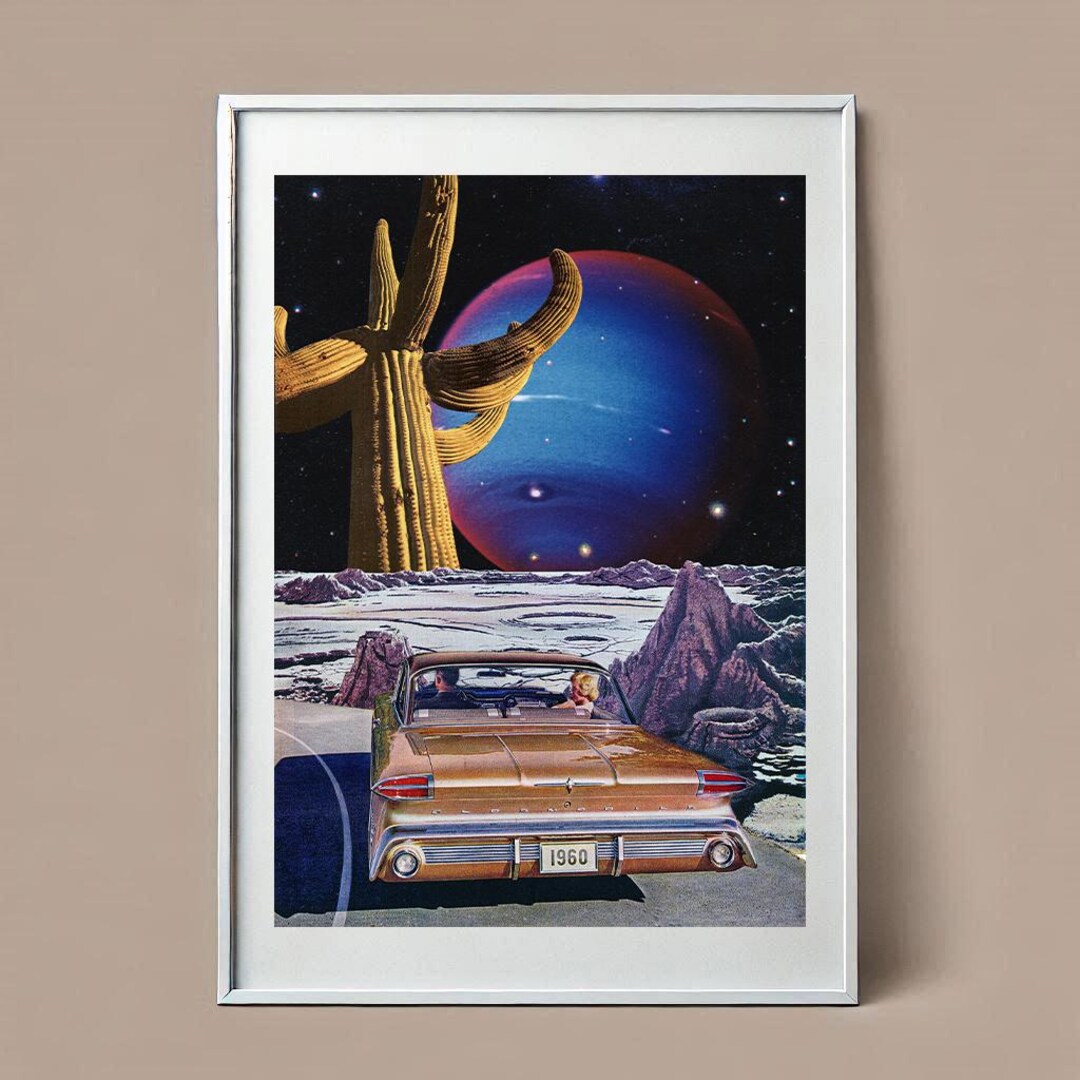 Desert Lunar Trip - Surreal Retro Collage Art, Wall Art, Poster ...