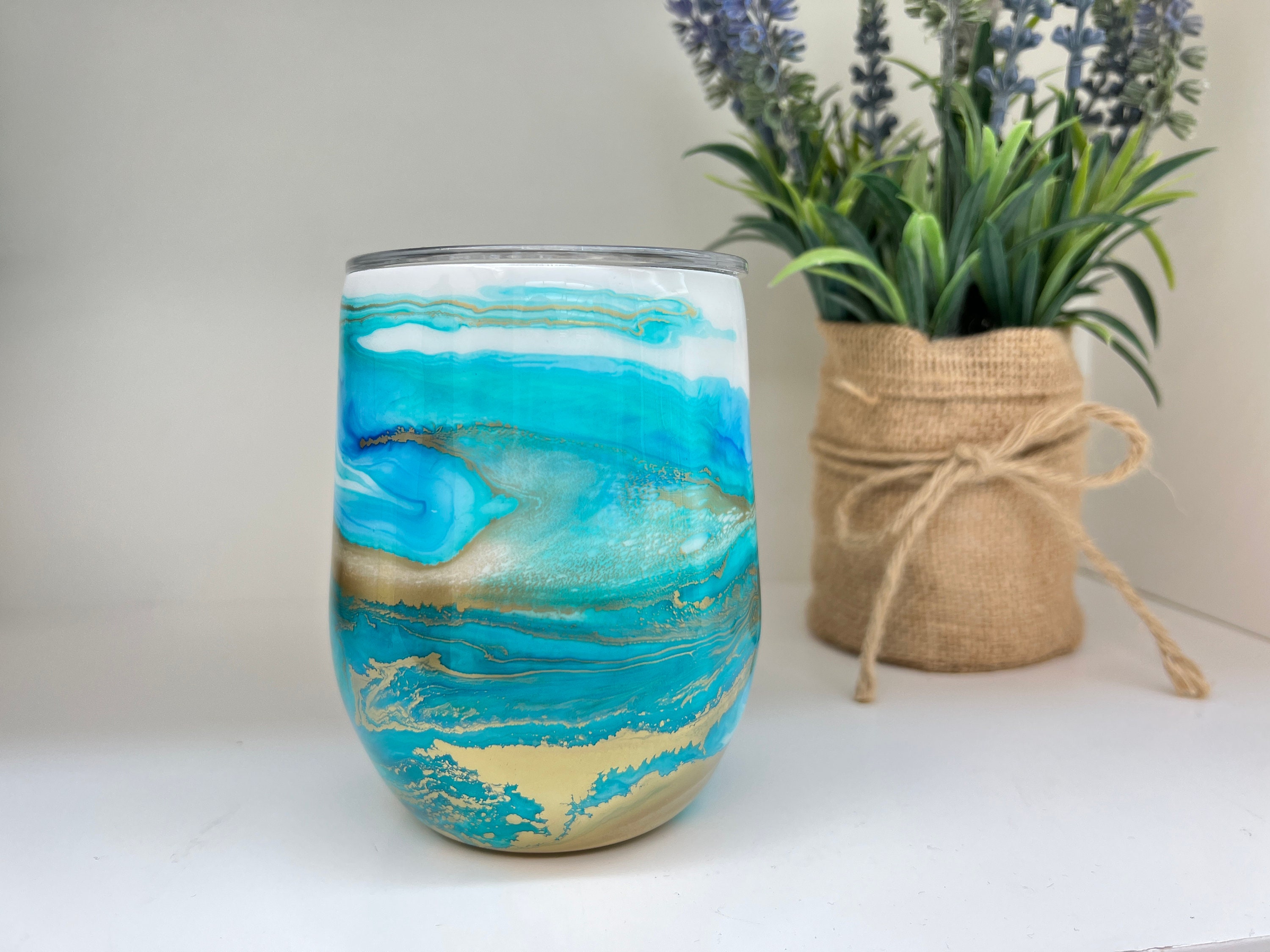 12 Oz Alcohol Ink Stainless Steel Corkcicle Stemless Tumbler - Etsy