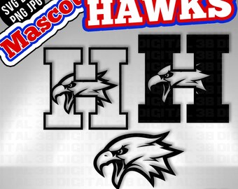 Hawks Svg Hawks Png Hawks Mascot Letter Svg Hawks Team Svg - Etsy