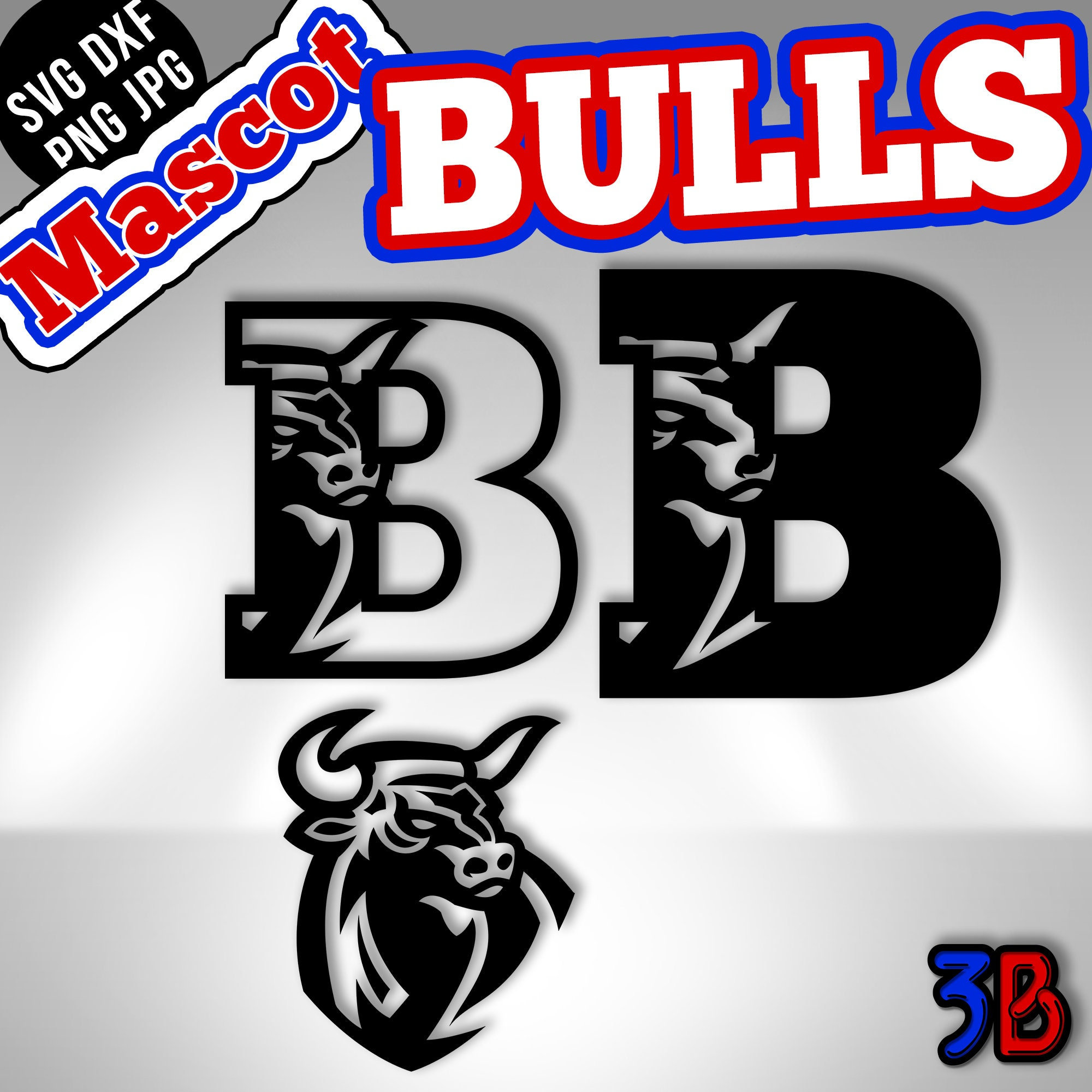Bulls Mascot & Letter Team Logo Sublimation/cut File T - Etsy
