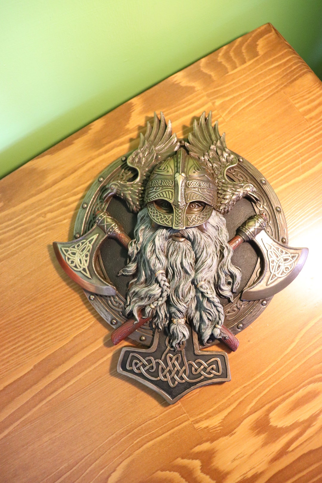 Wall Plaque Viking for Valhalla Axe Thor Hammer 27 Cm Bronze Plated - Etsy