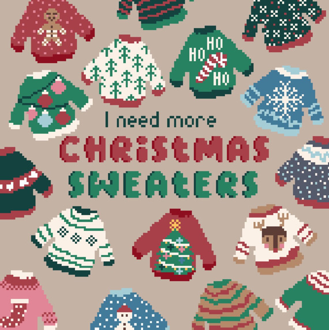 Christmas Sweaters Cross Stitch Pattern - Etsy