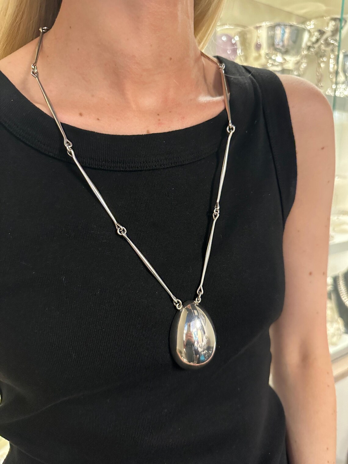 Estate Georg Jensen Sterling Silver Necklace With "egg" Pendant by ...