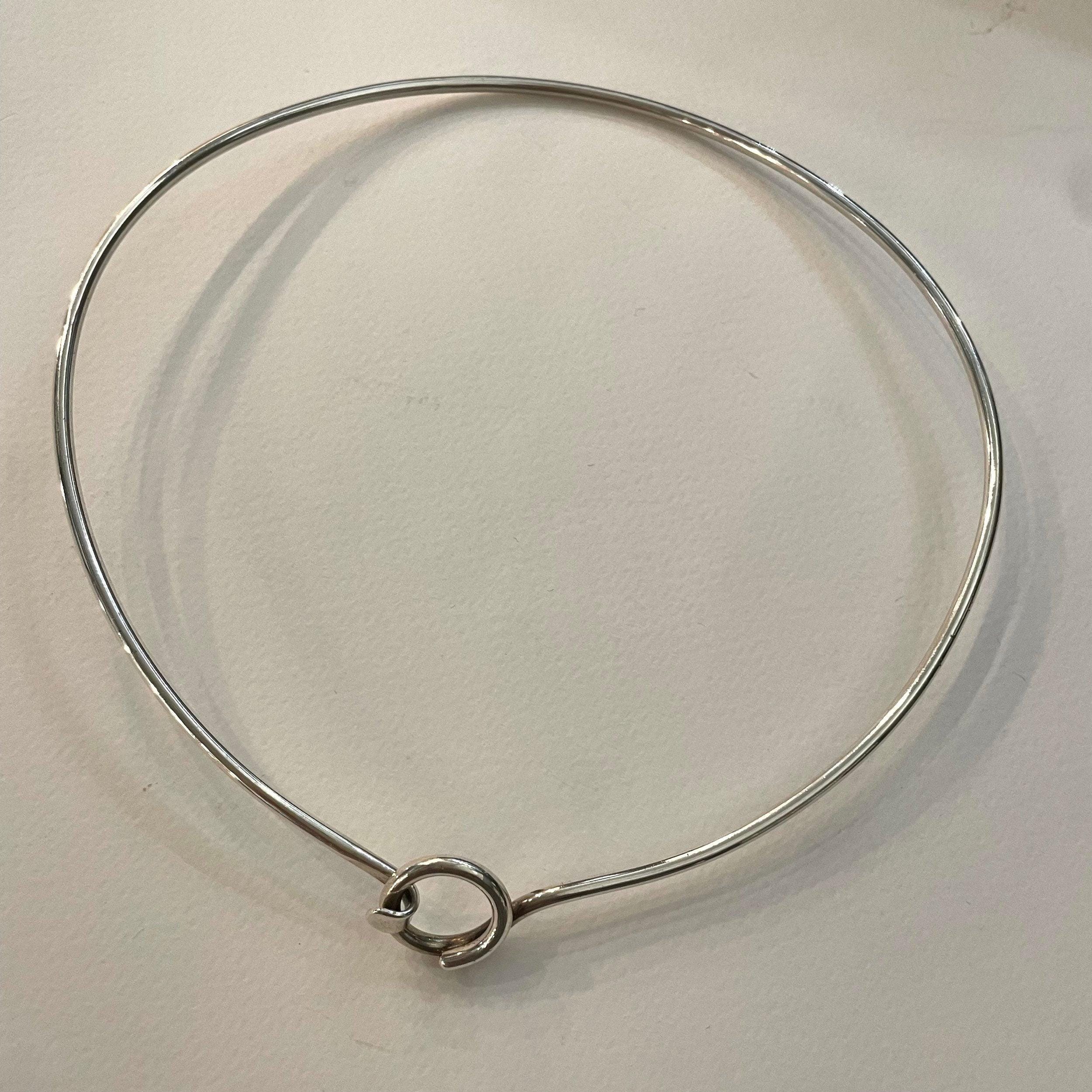 Estate Sterling Silver Neck Ring Large Hoop - Etsy