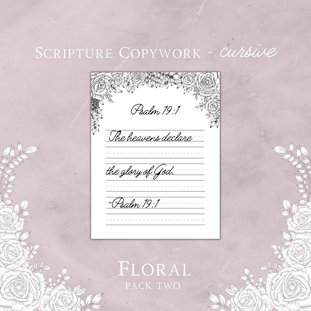 Cursive Copywork Scripture Memorization Bible Verses for Homeschool - Etsy
