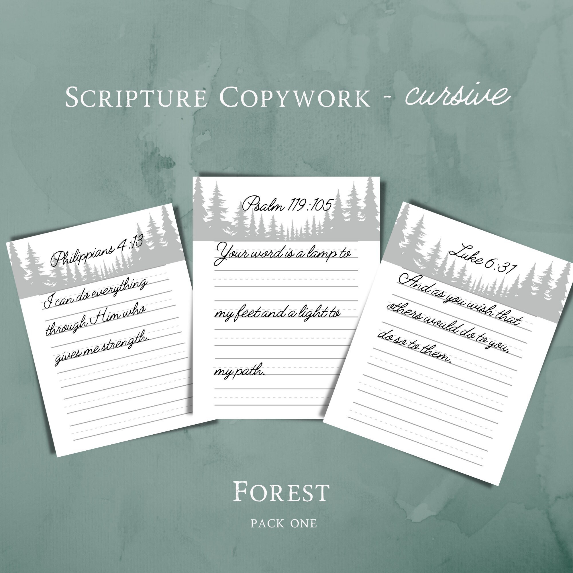 Cursive Copywork Scripture Memorization Bible Verses for Homeschool - Etsy