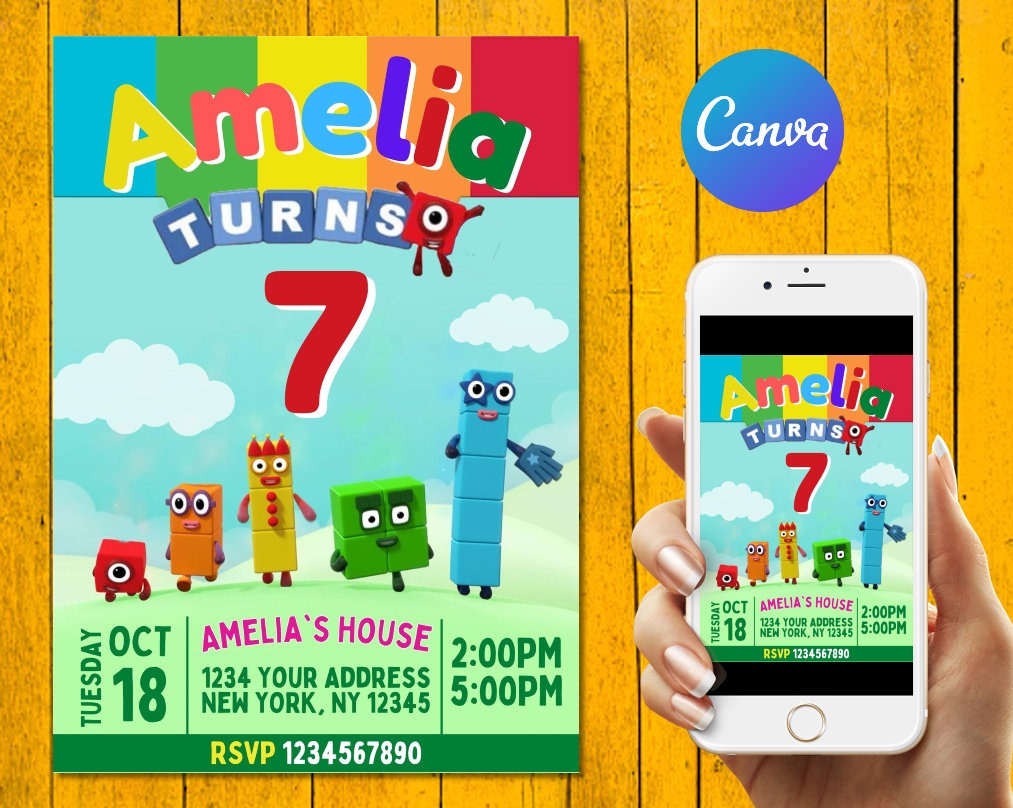 Numberblocks Birthday Invitation Numberblocks Party Invite - Etsy Singapore
