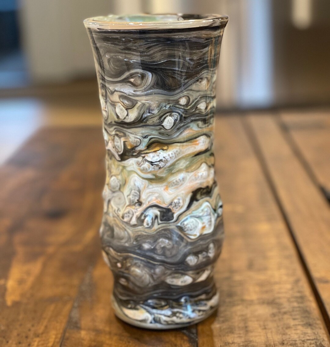 Stunning Resin Poured Textured Vase! - Etsy