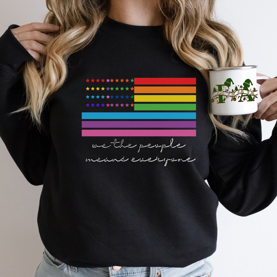 LGBTQAI Sweatshirt Pride Ally Rainbow Colors Flag American Love Gay ...