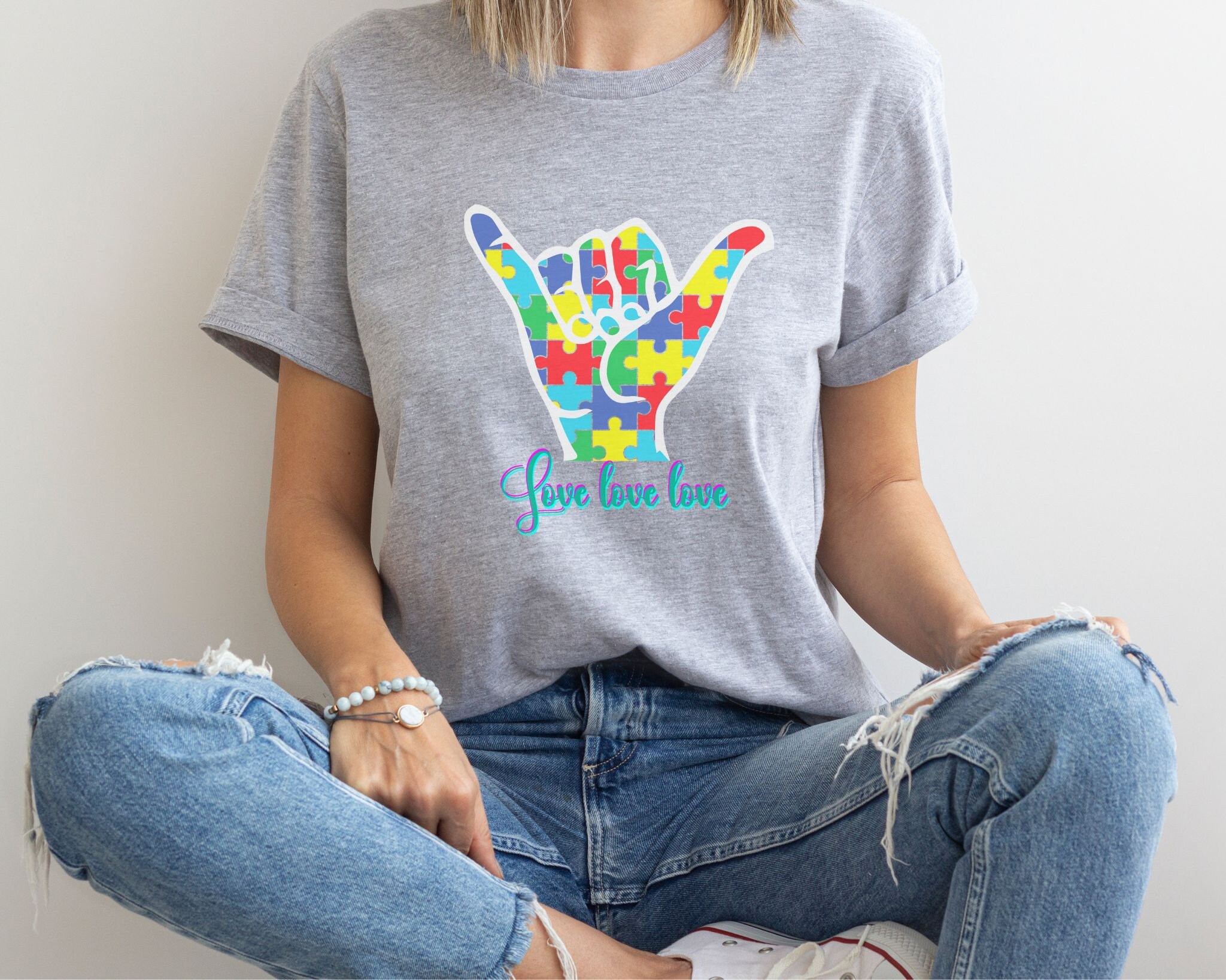 ASL Shirts I Love You Sign Language Tshirt Autism Awareness T-shirt ...