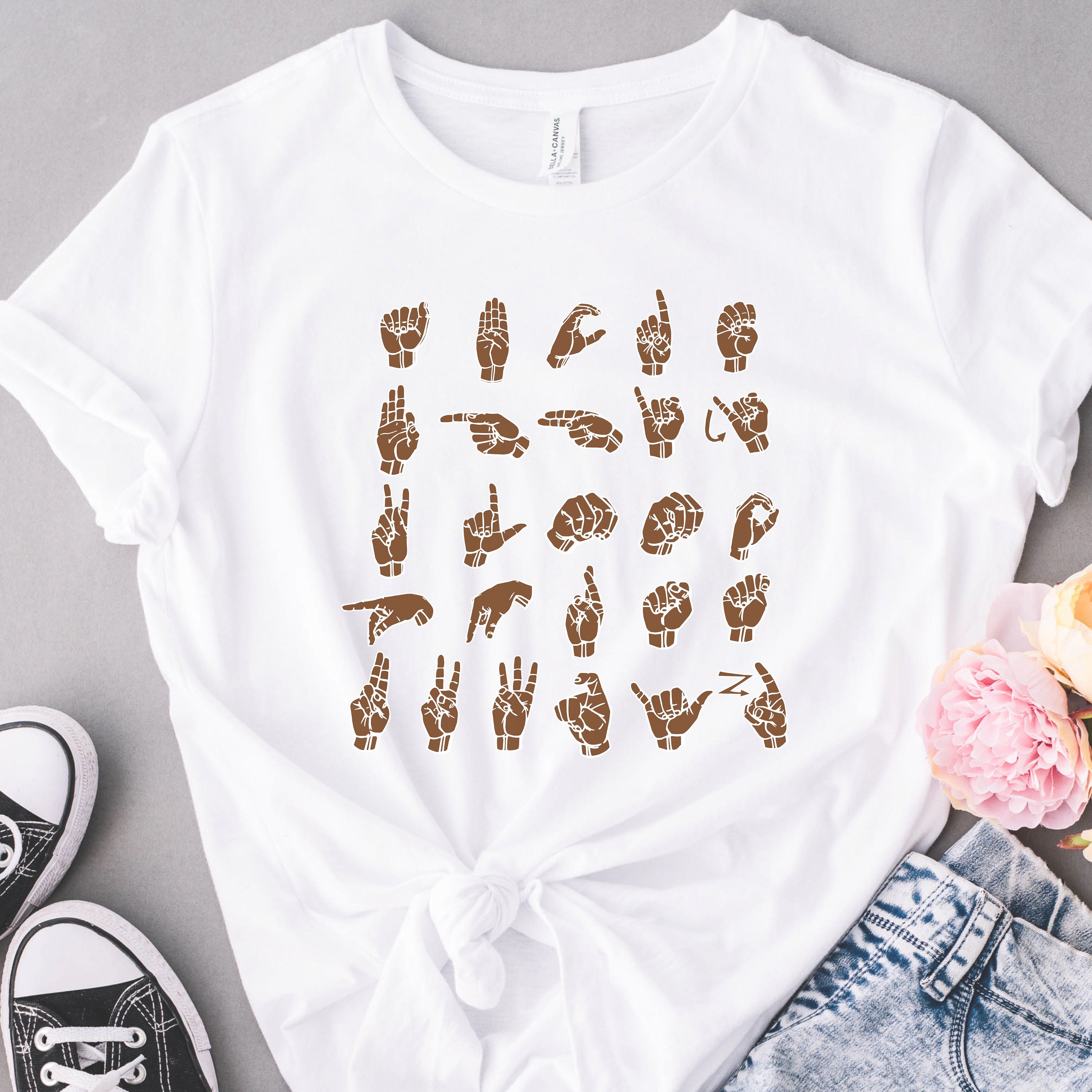 ASL Alphabets Tshirt Sign Language Shirt Alphabets Hands Sign T-shirt ...