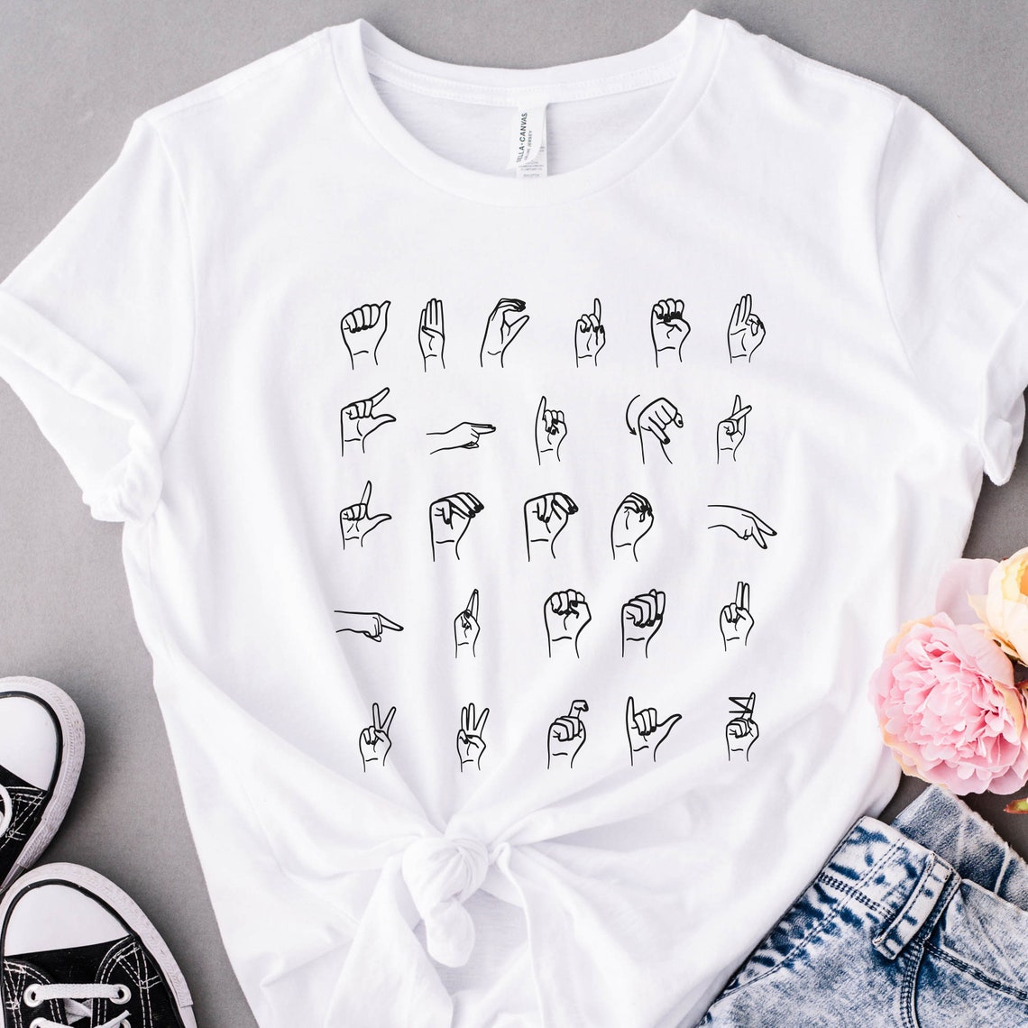 Learning American Sign Language Shirt for Asl Alphabets Tshirt for ASL ...