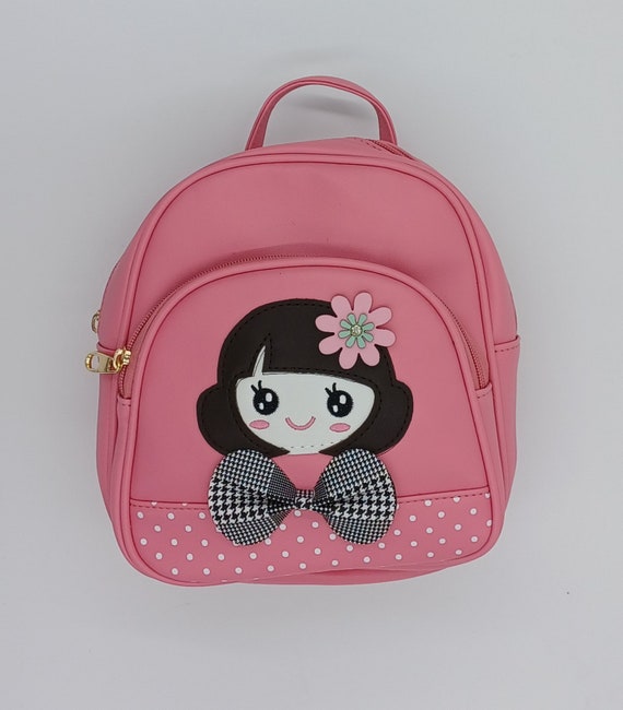 Pink Mini Backpack With Pink Flower in Hair and Black/white - Etsy