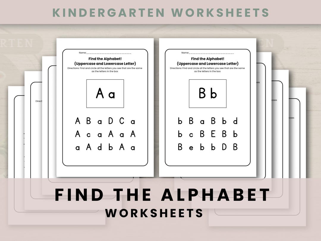 Find the Alphabet Worksheets for Kindergarten | Uppercase and Lowercase ...