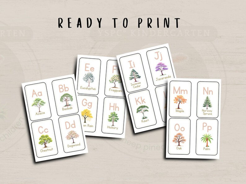 Tree Alphabet Flashcards | A to Z Printable Cards for Kids | ABC ...
