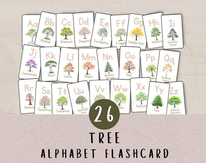Tree Alphabet Flashcards | A to Z Printable Cards for Kids | ABC ...