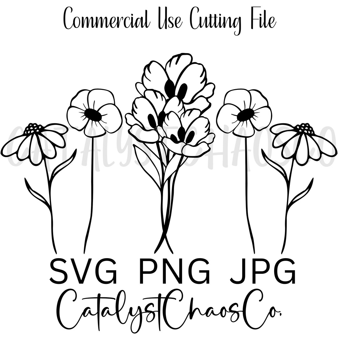 Stacked Wildflower Svg, Floral Svg, Wildflower Png, Floral Png ...