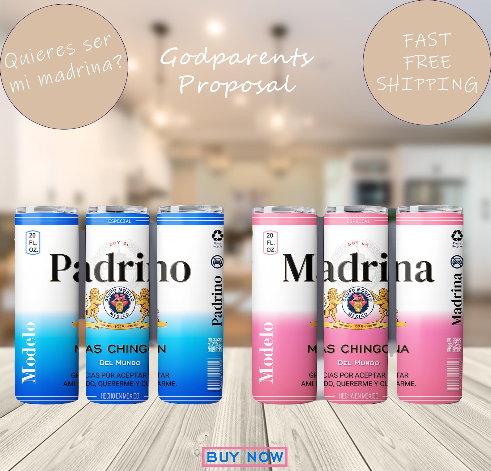 Padrino Madrina Proposal Gift, Funny Godparent Tumbler Set, 'soy El Mas ...