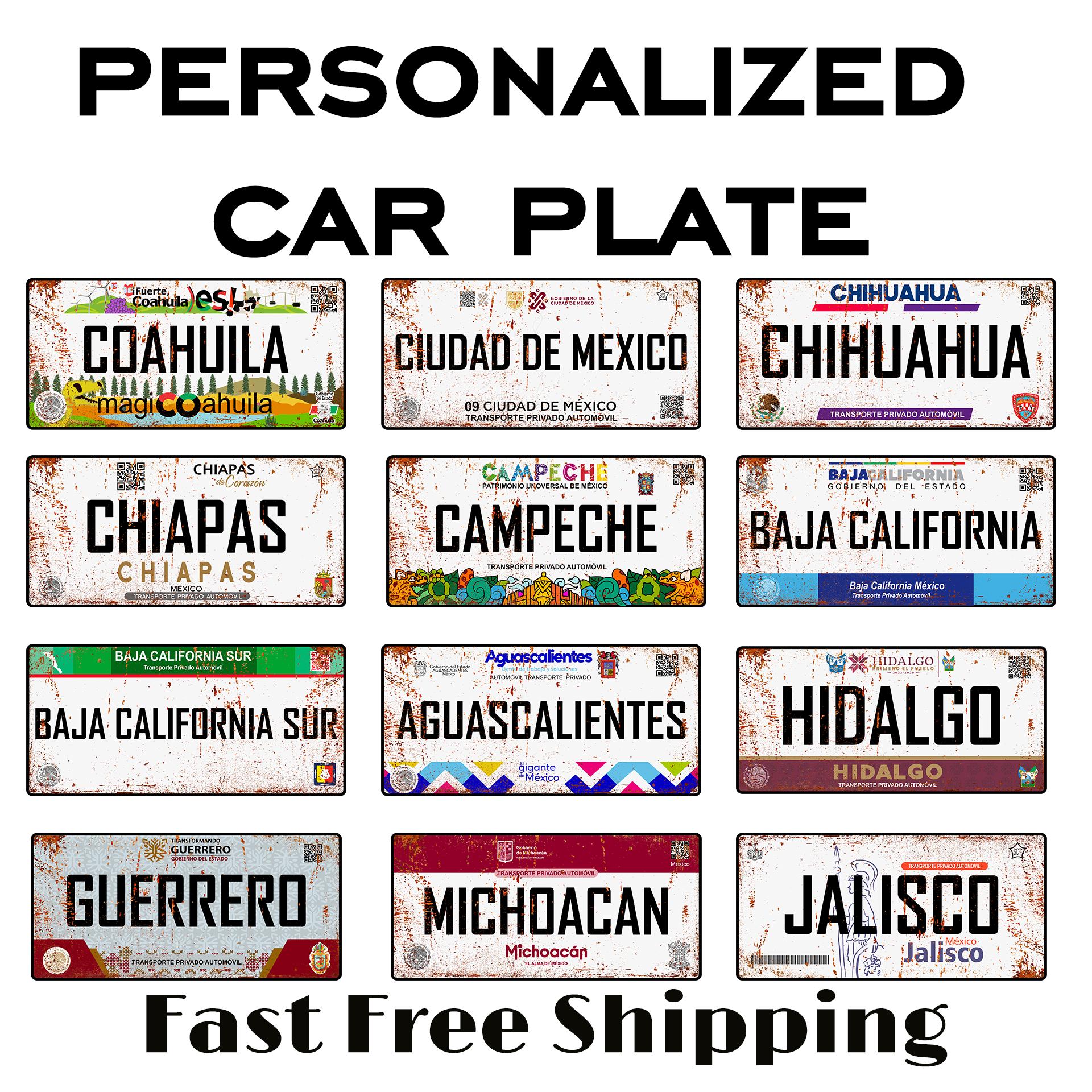 Custom Mexican State License Plate, Vintage Style Car Tag, Personalized ...