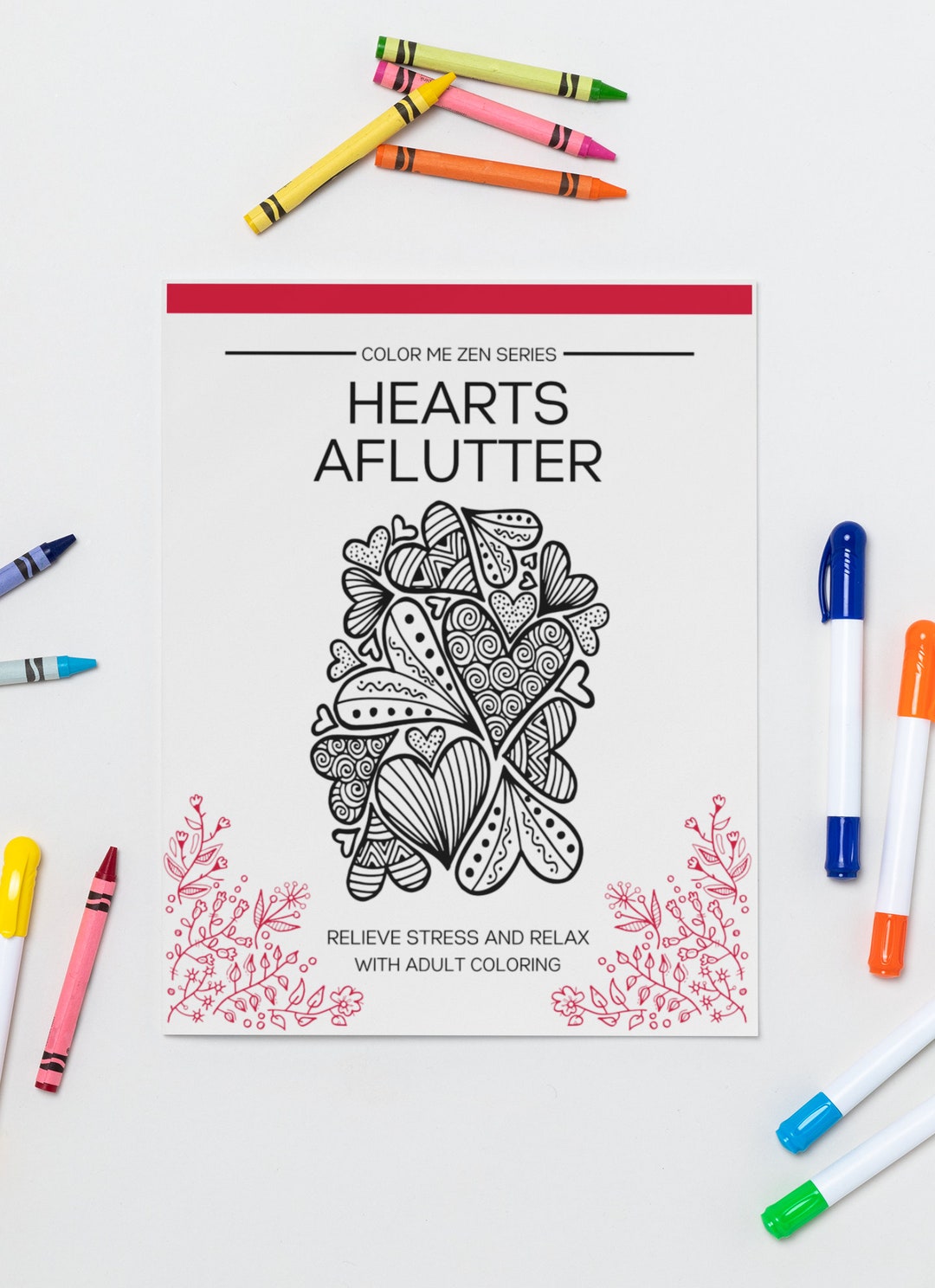 Heart & Flower Coloring Book, Hearts Aflutter, Printable Coloring Pages ...