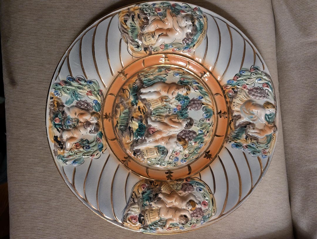 1953 Capodimonte Large Hand Painted Porcelain Plate - Etsy