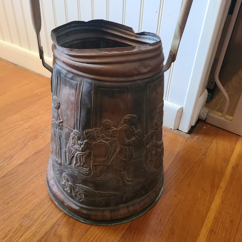 Antique Hammered Copper Coal Scuttle Fireplace Decor - Etsy